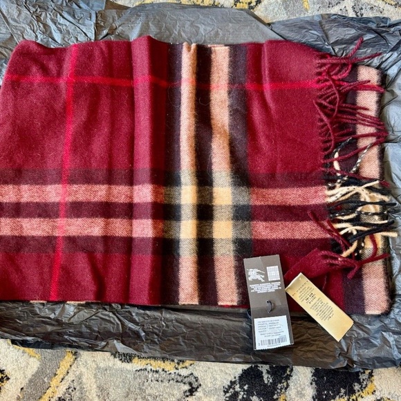 Burberry | Accessories | Burberry Claret Check Cashmere Scarf 68x3 Cm ...